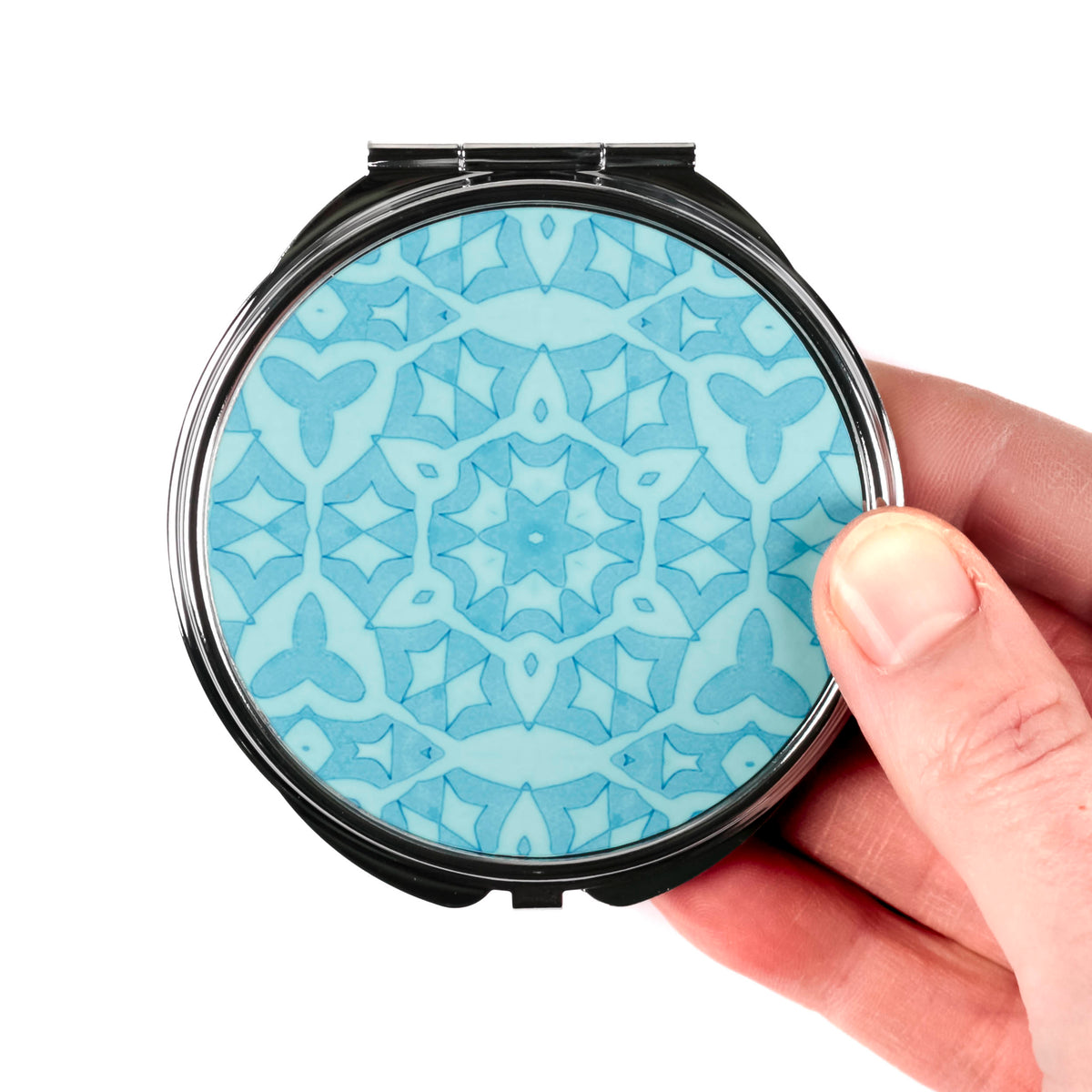 Blue 'Carved Stonework' Folding Mirror and Lens Cloth – DoodlePippin