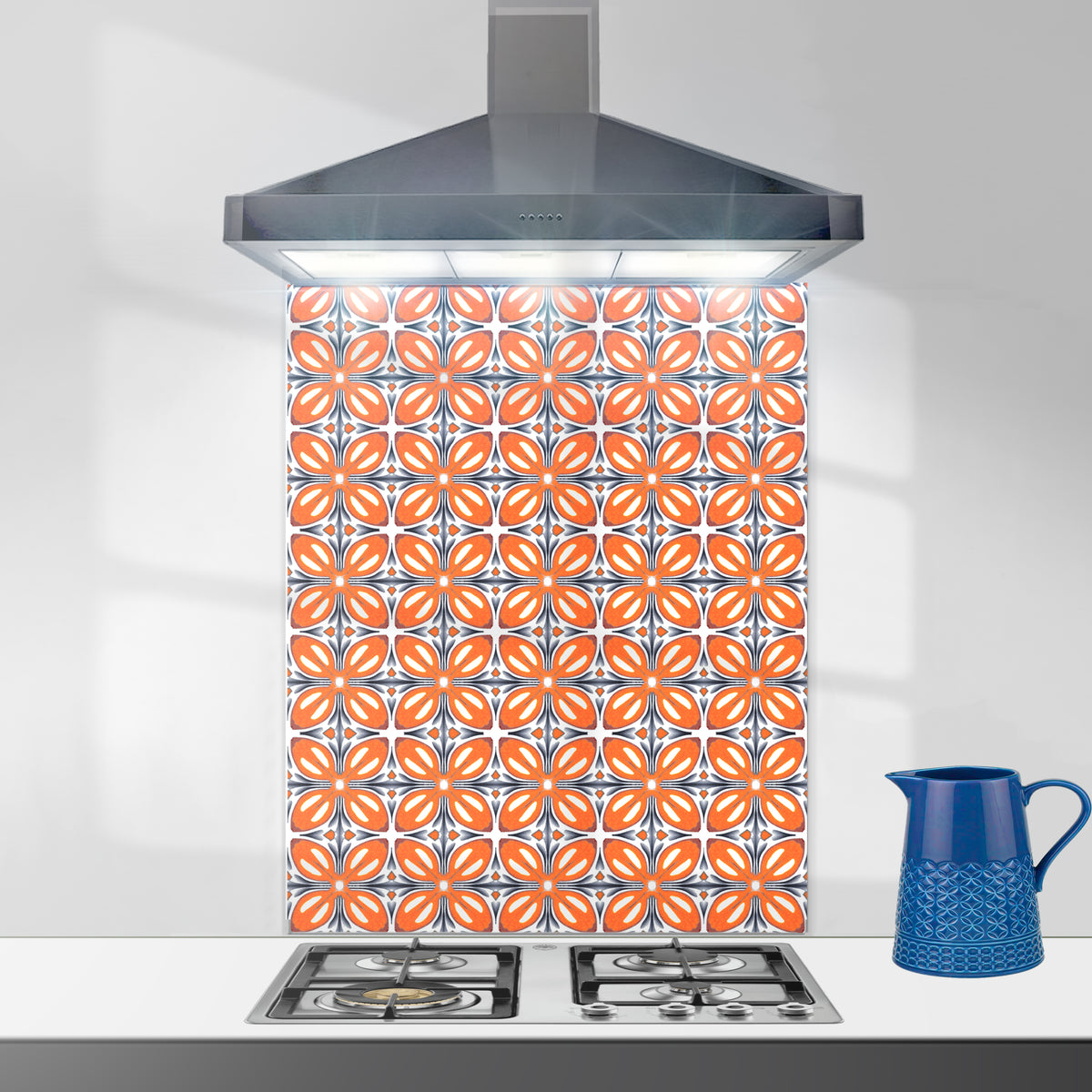 Flower Power Orange Kitchen Splashback – DoodlePippin