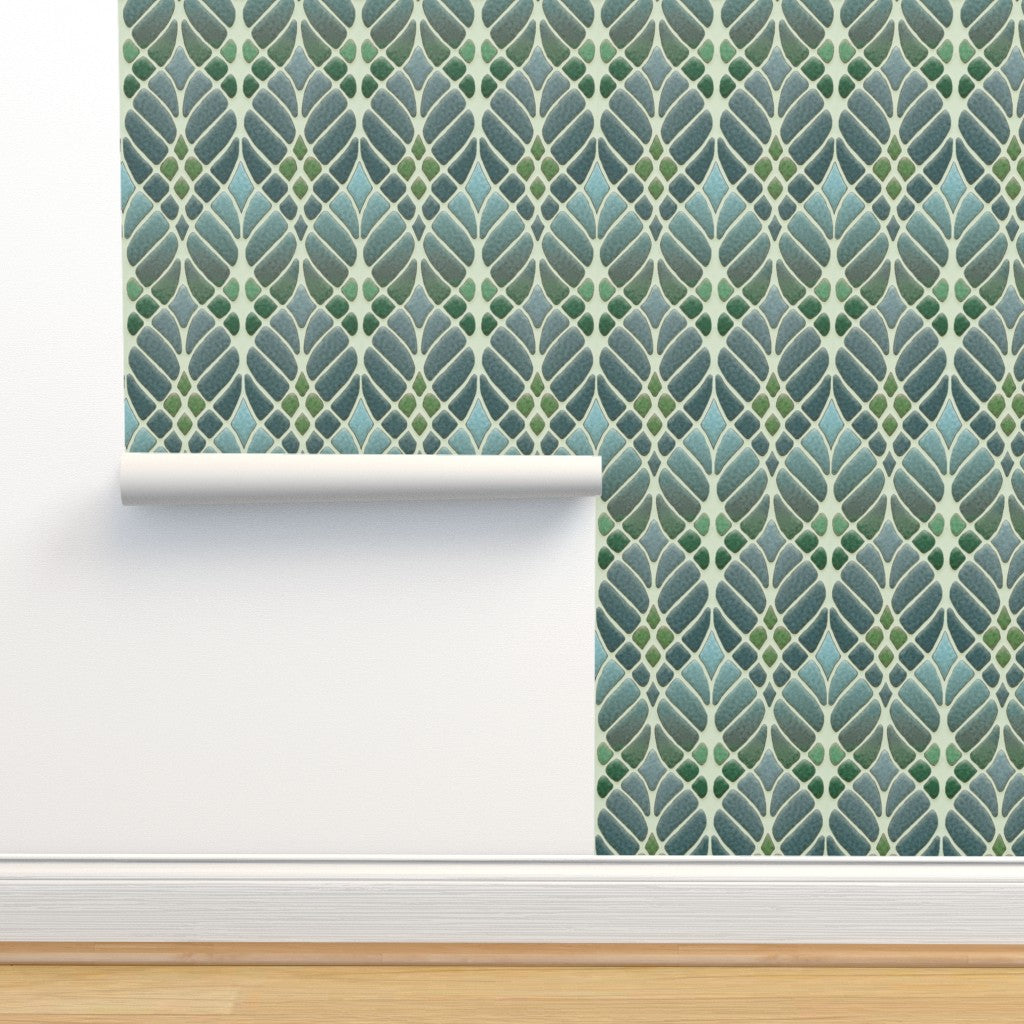 Interwoven Trees Wallpaper - Muted Greens – DoodlePippin