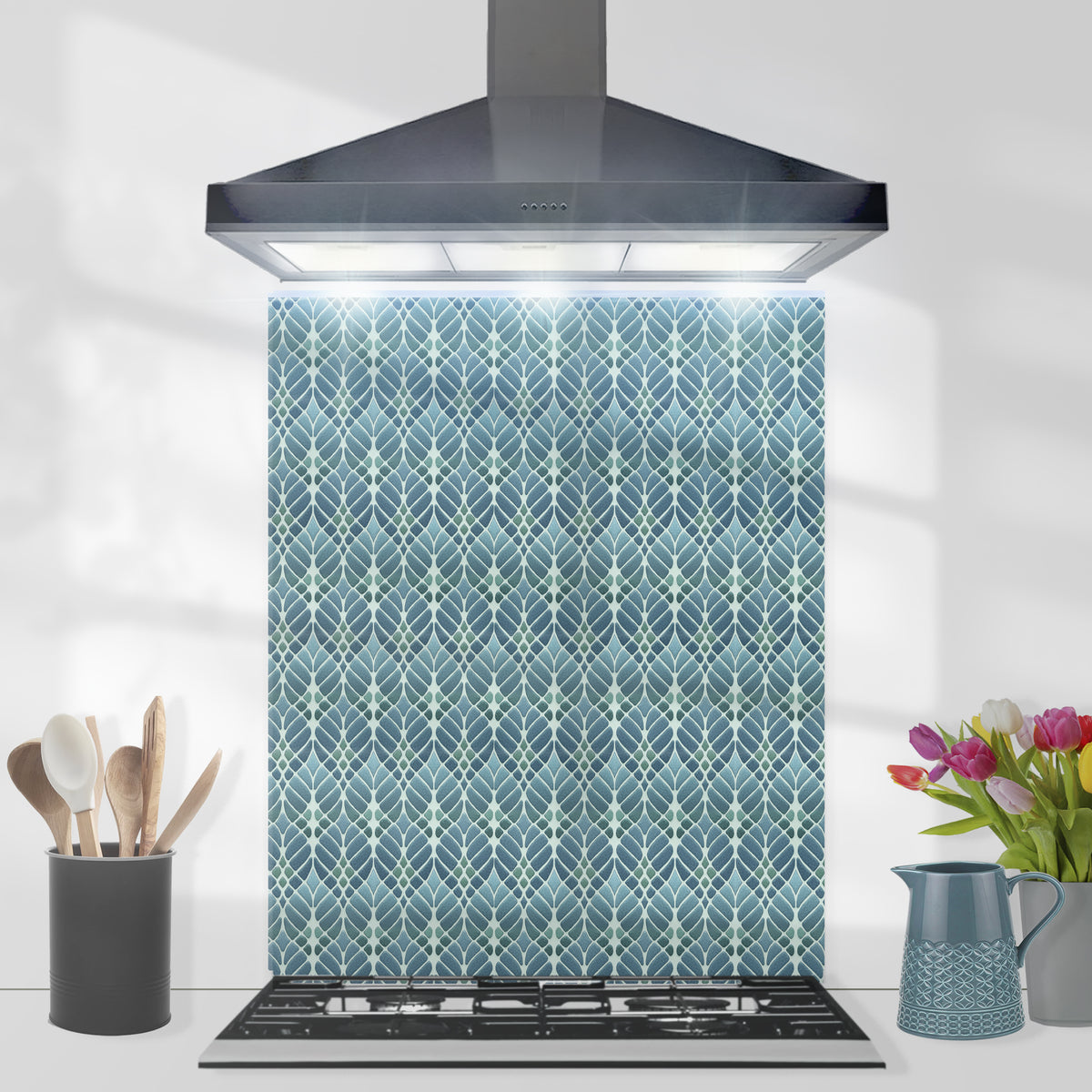 Interwoven Trees Art Nouveau Kitchen Splashback - Blue Turquoise Teal ...