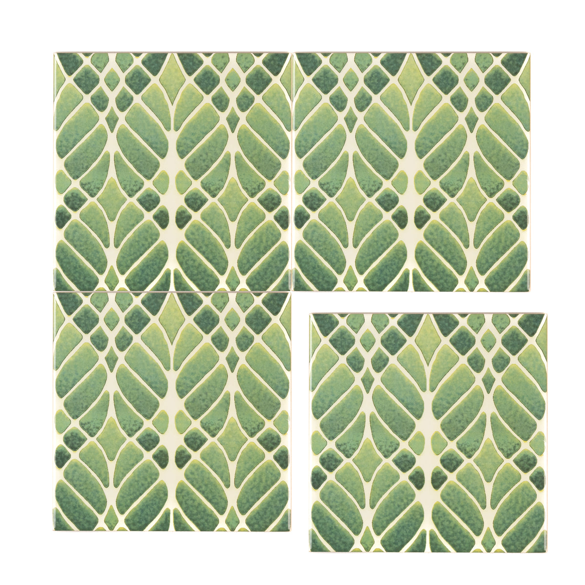 Interwoven Trees - Muted Green Art Nouveau Tiles - FIRED INK Version ...