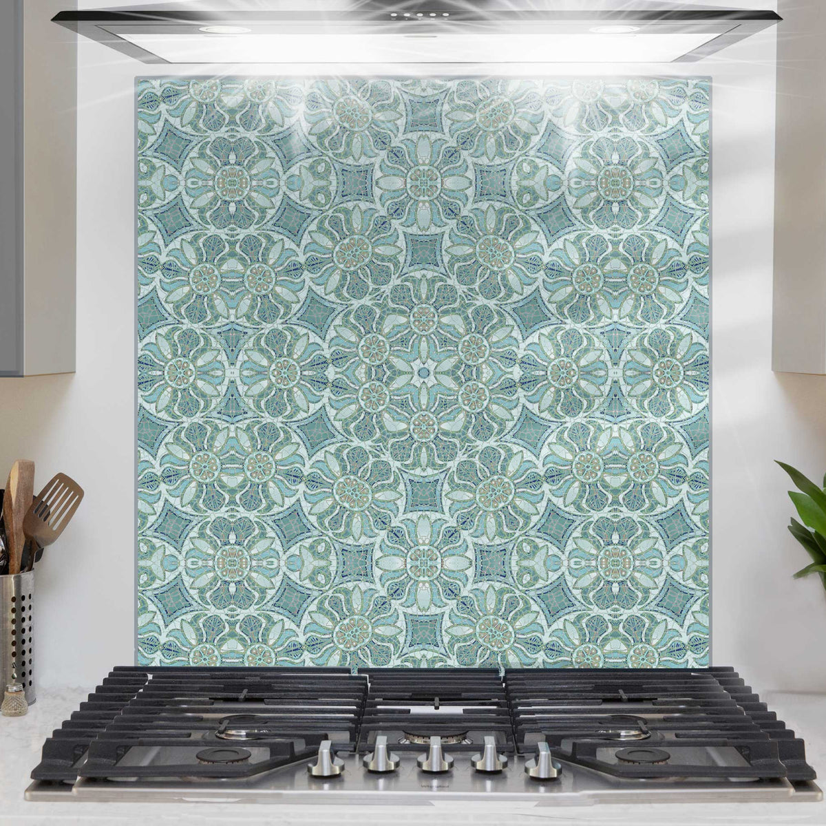 Pomegranate Kitchen Splashback - Aqua – DoodlePippin