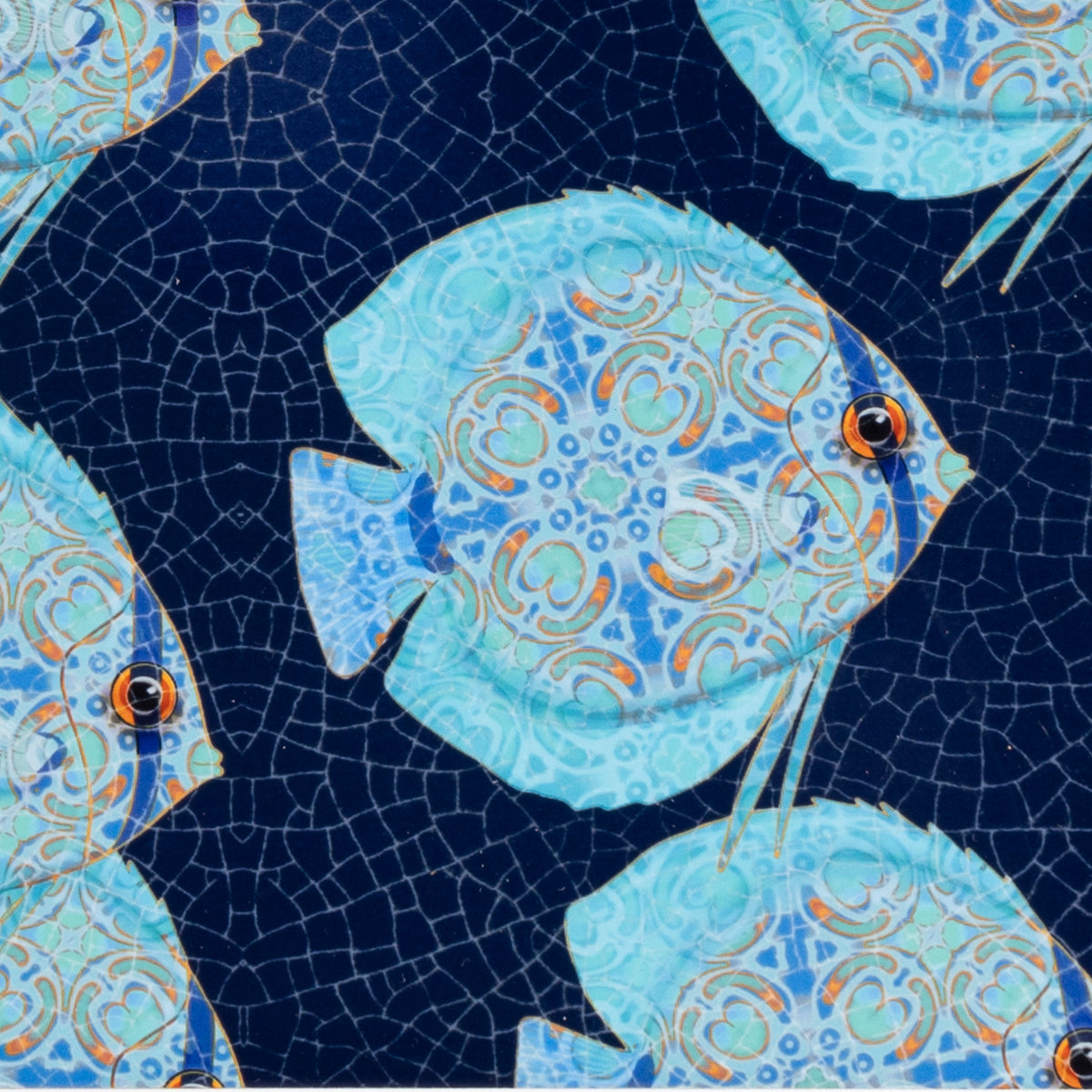 'Discus' Fish Tile - Dark Blue Orange Shoal – DoodlePippin