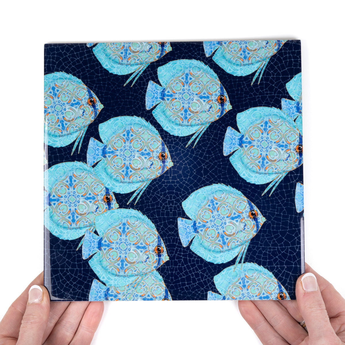 'Discus' Fish Tile - Dark Blue Orange Shoal – DoodlePippin
