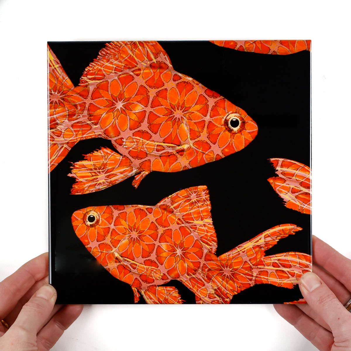 Goldfish Tile - Orange / Red on Black - Large Scale – DoodlePippin
