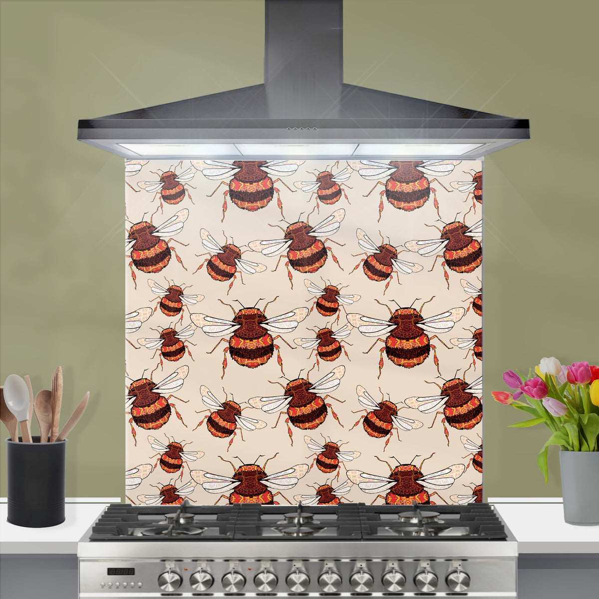 'Wandering Bees' Kitchen Splashback - Cream – DoodlePippin