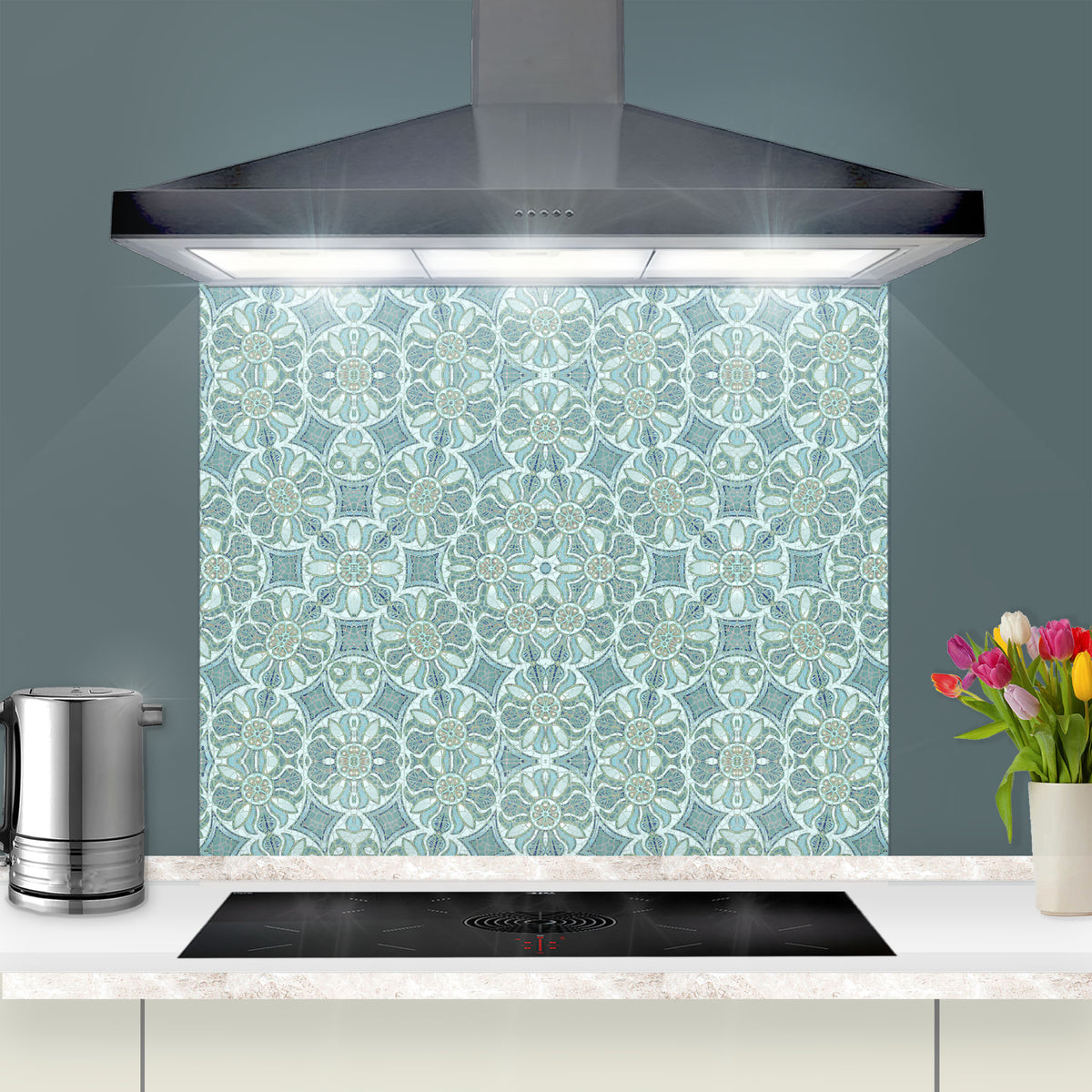 Pomegranate Kitchen Splashback - Aqua – DoodlePippin
