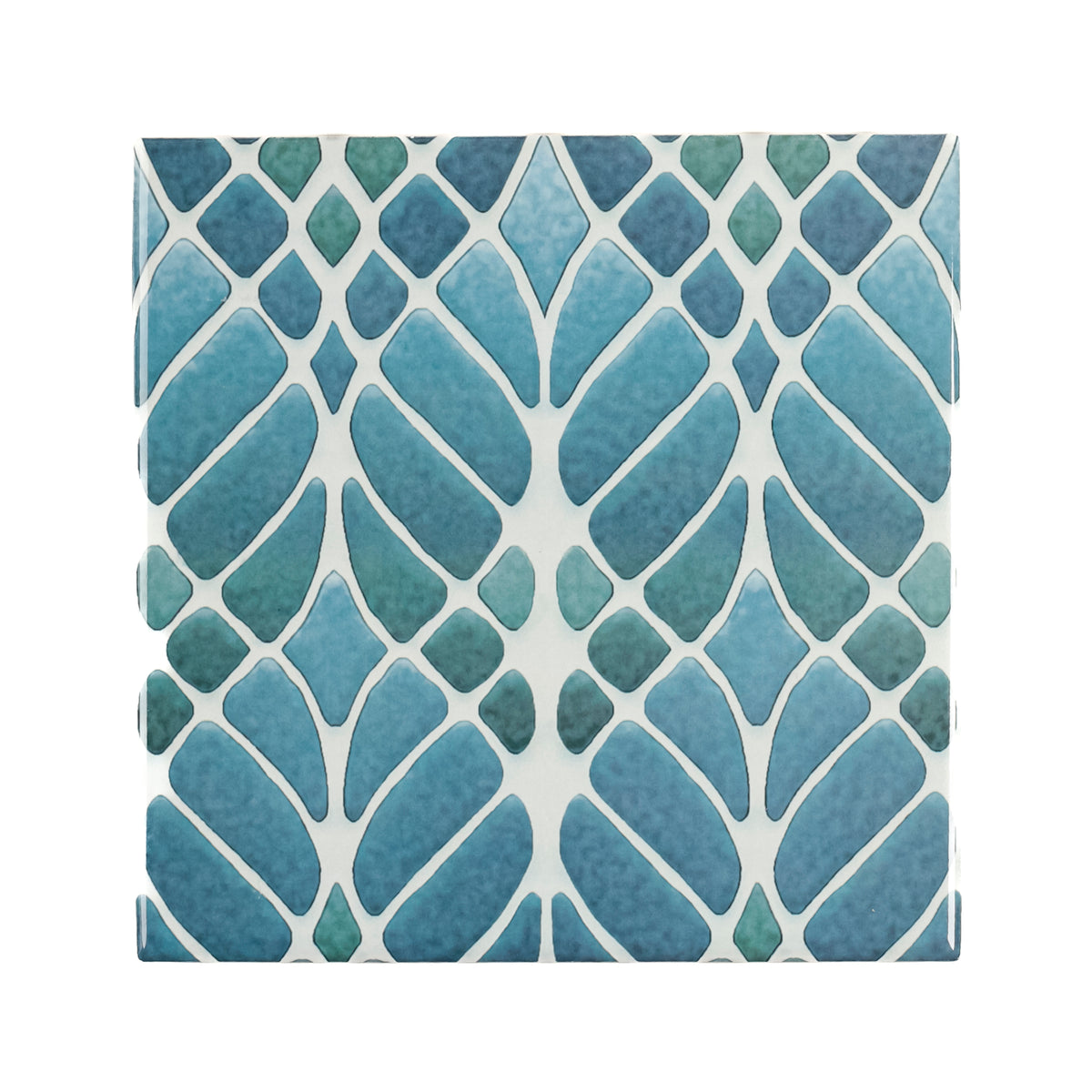 Trees tile Blue Muted - Large Scale - FIRED INK Version – DoodlePippin