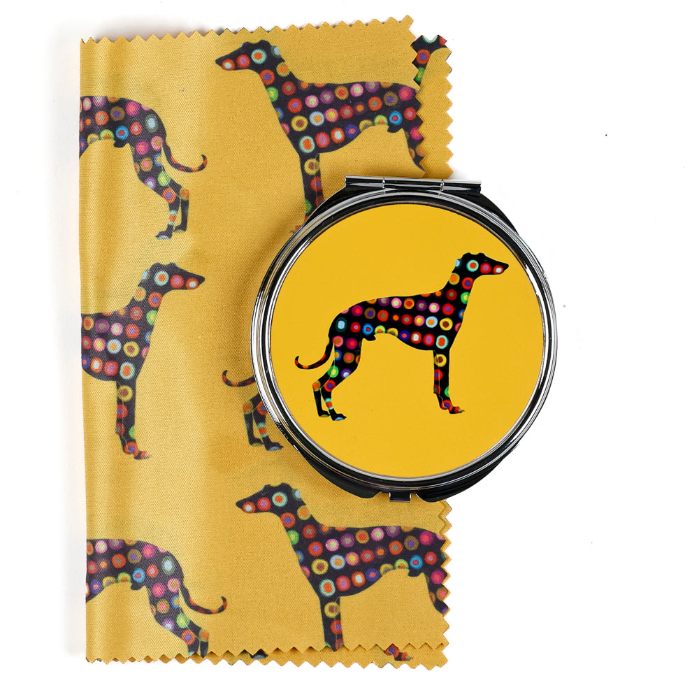 Spotty Greyhound Compact Folding Mirror - Yellow – DoodlePippin