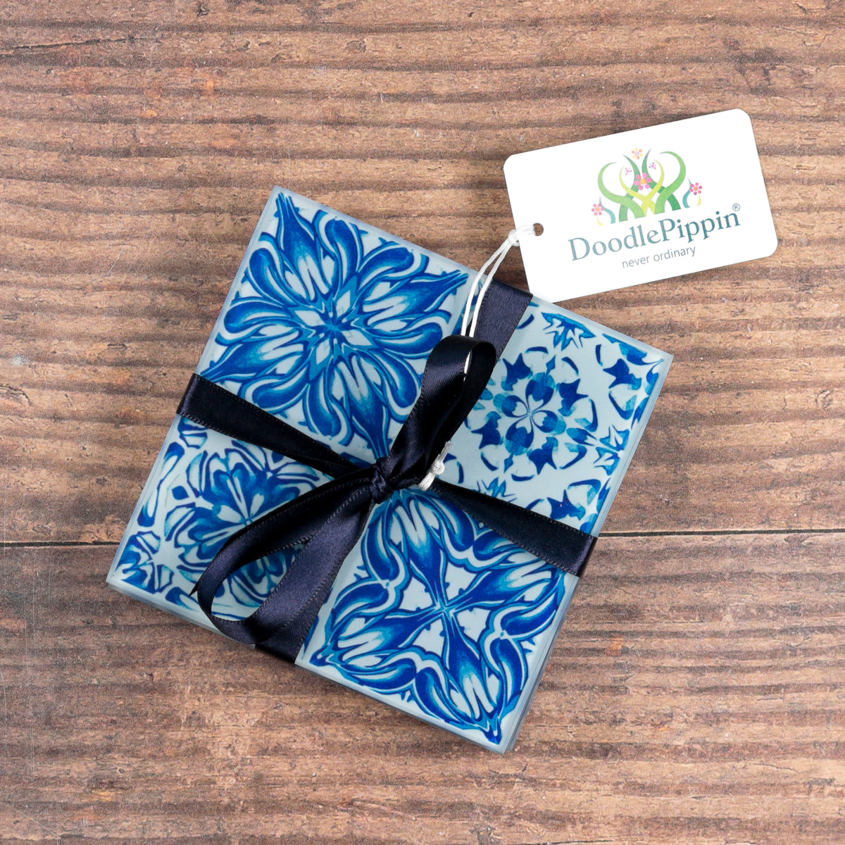 Blue White 'Mixed Delft Tiles' Coaster Set – DoodlePippin