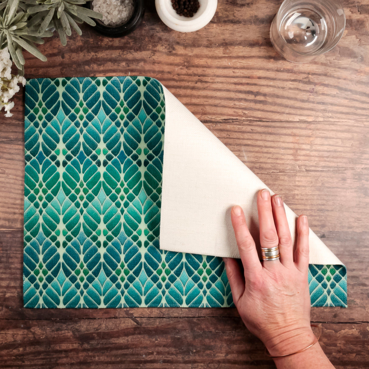 Interwoven Trees Fabric Placemat - Blue and Teal – DoodlePippin