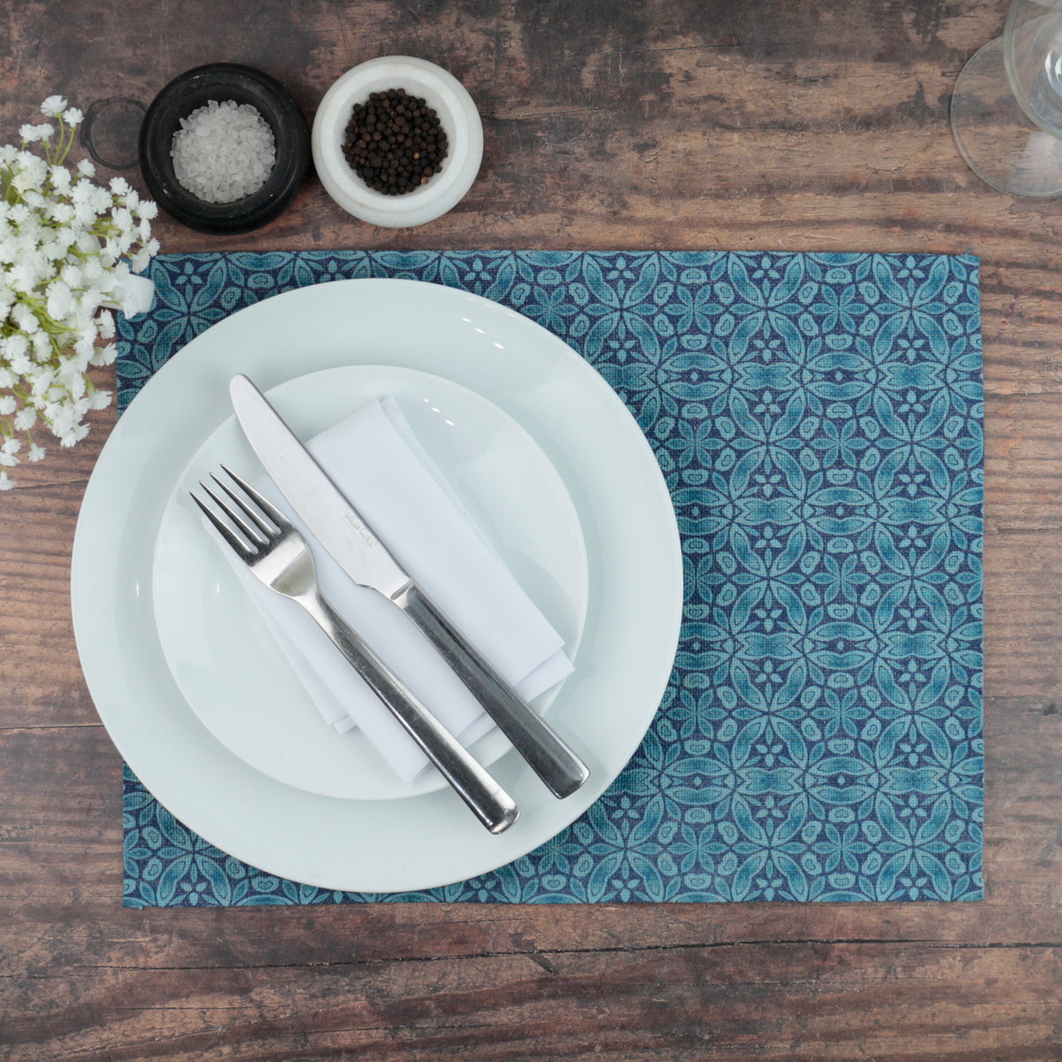'Liberty Print' Fabric Placemat, denim blue – DoodlePippin