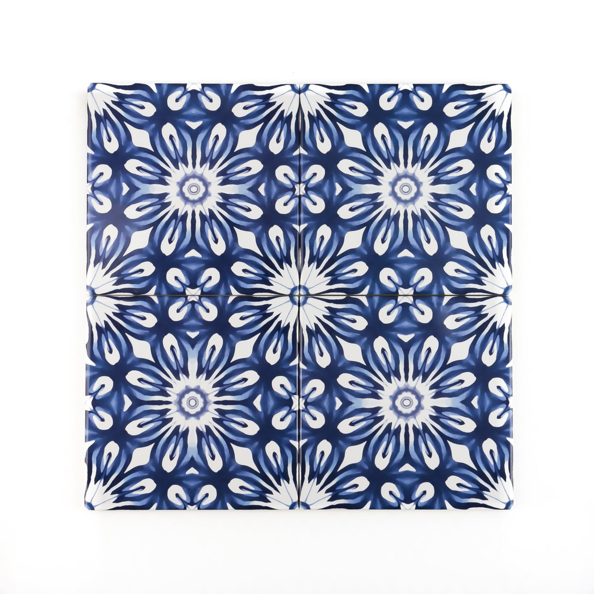Dutch Delft style tiles - navy blue and white flower tile - FIRED INK ...