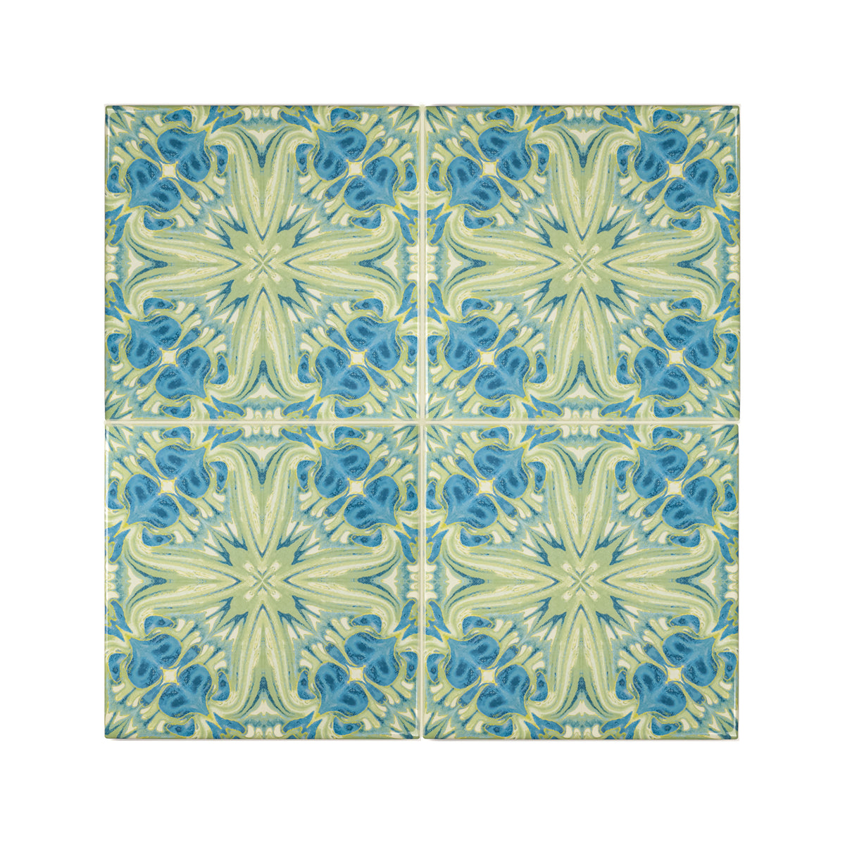 Blue Green 'Vintage Bouquet' Tiles - FIRED INK Version – DoodlePippin